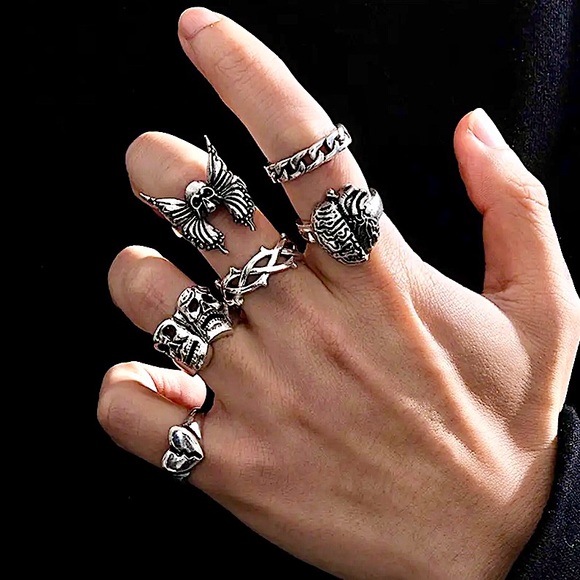Jewelry | Human Heartskull Butterfly Ring Set | Poshmark